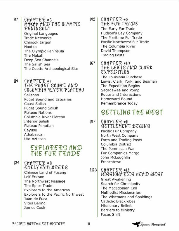 Pacific Northwest History – Lesson Books – Sparrow Homeschool LLC